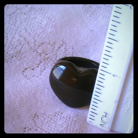 Jewelry | Vintage Brown Lucite Puffy Heart Ring | Poshmark